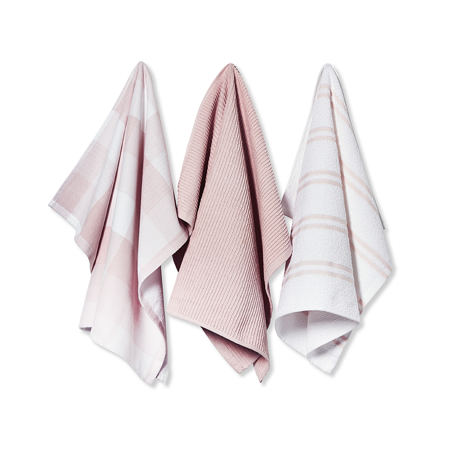 Essential Check Tea Towels Pink | Adairs