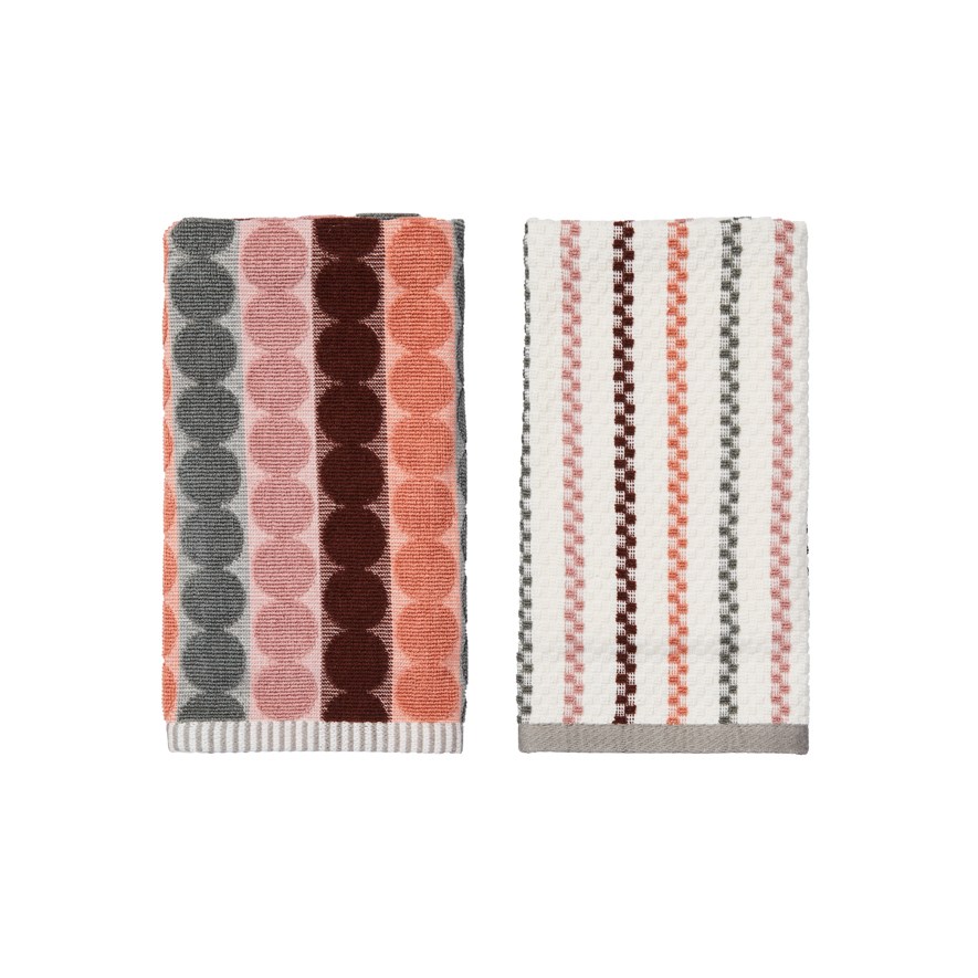 Mimi Cotton Bamboo Clay & Forest Tea Towels Pack of 2 | Adairs