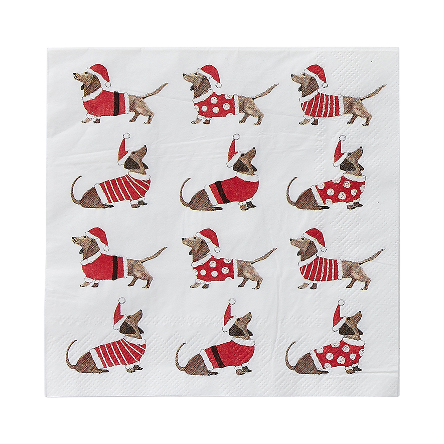 Dachshund Festive Paper Napkins Pack of 20 | Adairs