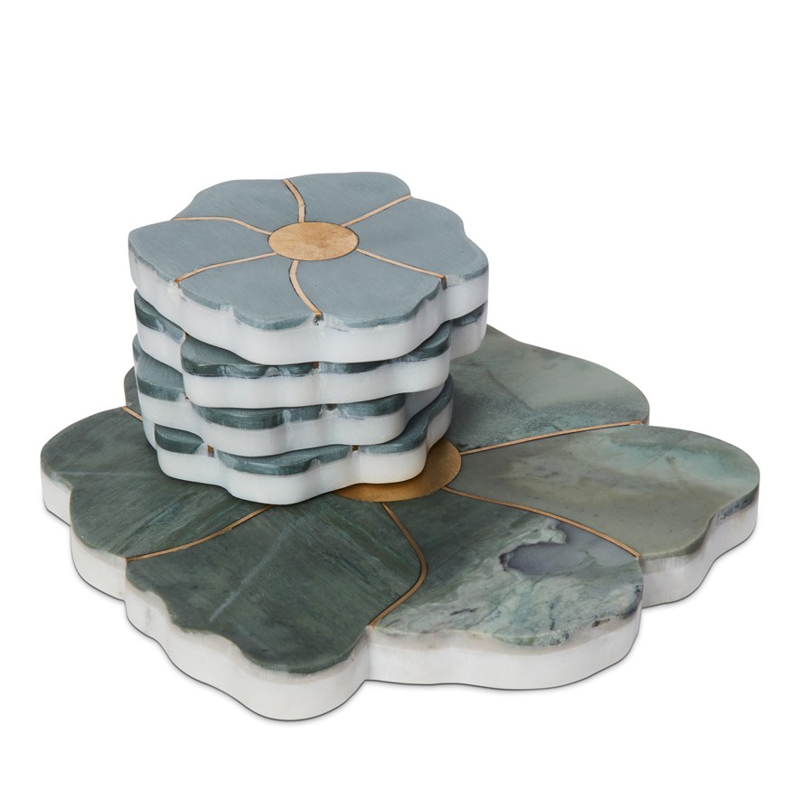 Daisy Green & Gold Marble Trivet | Adairs