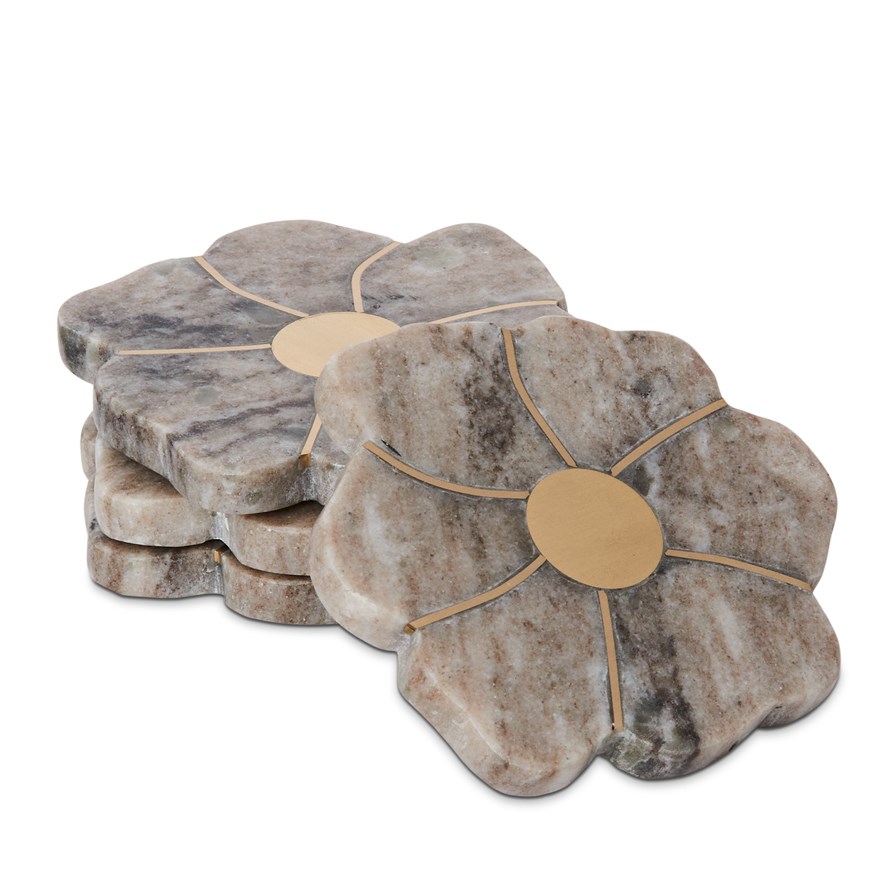Daisy Natural & Gold Marble Coasters Pack of 4 | Adairs