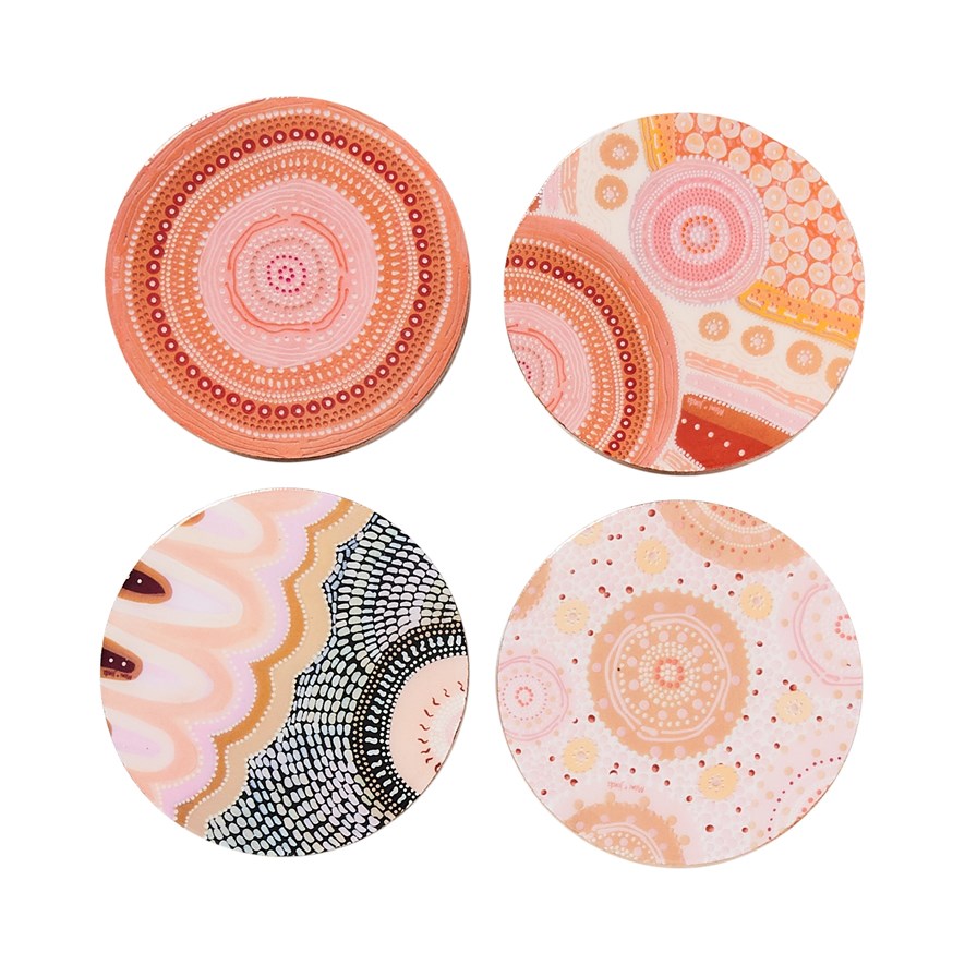 Miimi + Jiinda Muurrbay Mango Coasters 4 Pack | Adairs