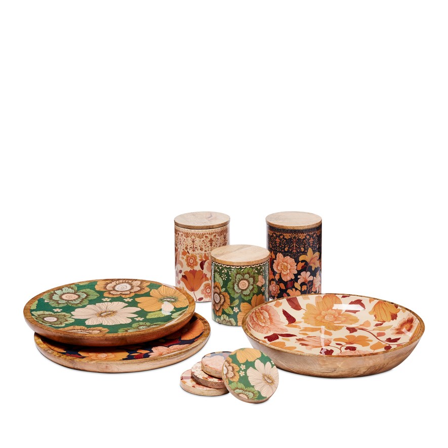 Wandering Folk Timber Dawn Floral Navy Tray | Adairs