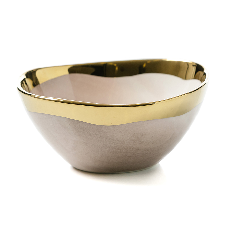 Gold Rim Bowl Grey & Gold | Adairs