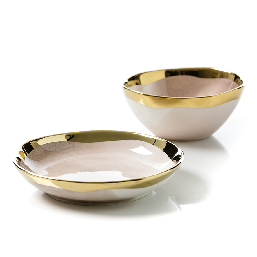 Gold Rim Bowl Grey & Gold | Adairs