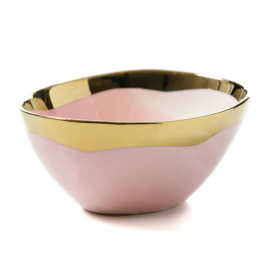 Gold Rim Bowl Pink & Gold | Adairs
