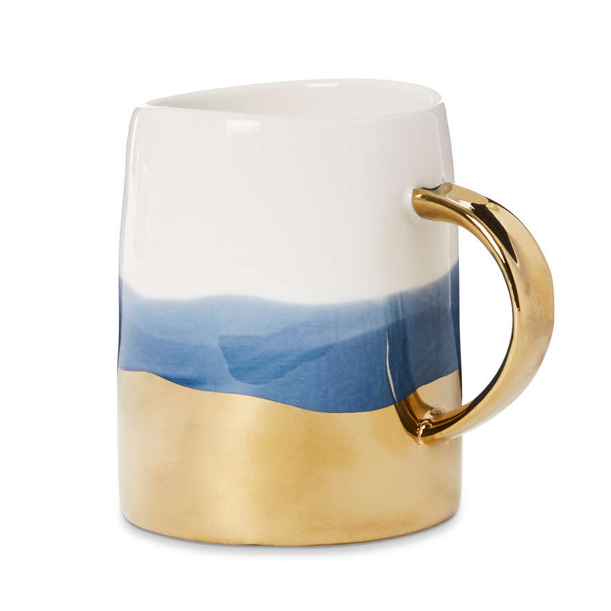 Home Republic - Gold Rim Collection Mug Blue & Gold | Adairs