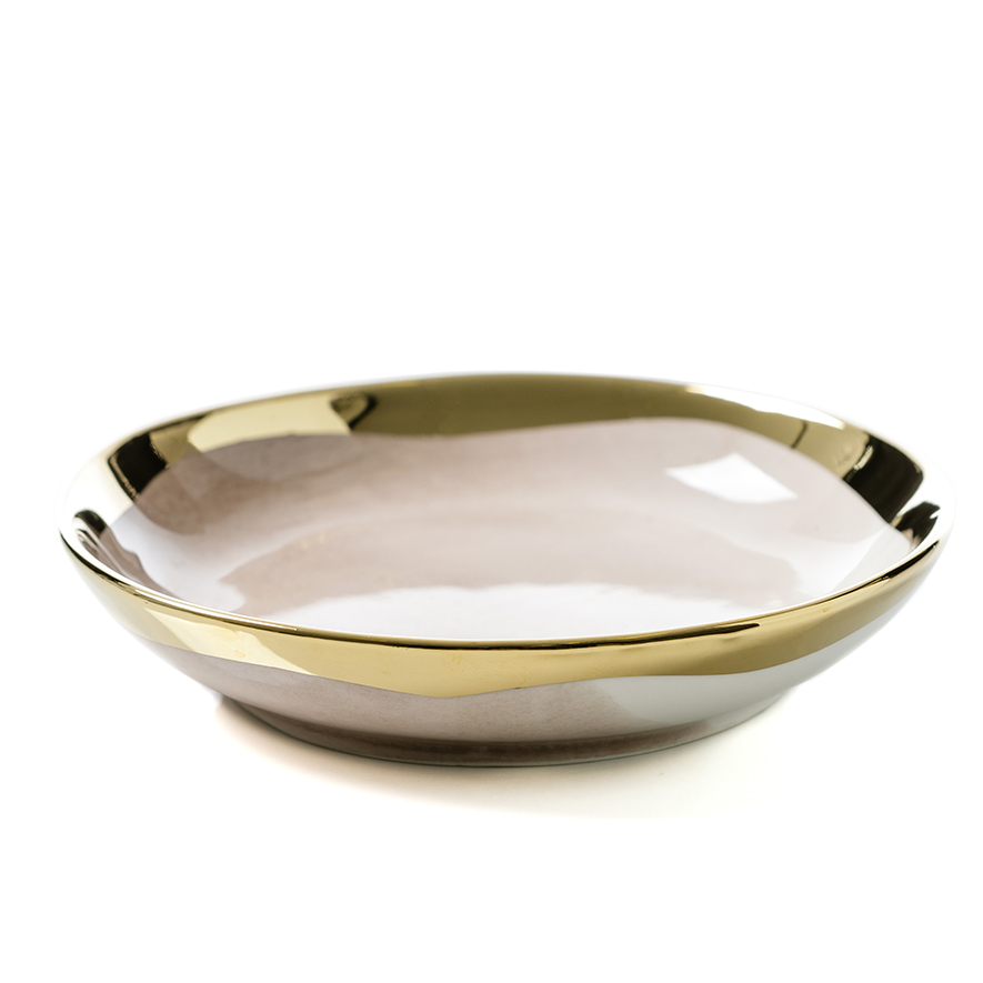 Gold Rim Plate Grey & Gold | Adairs