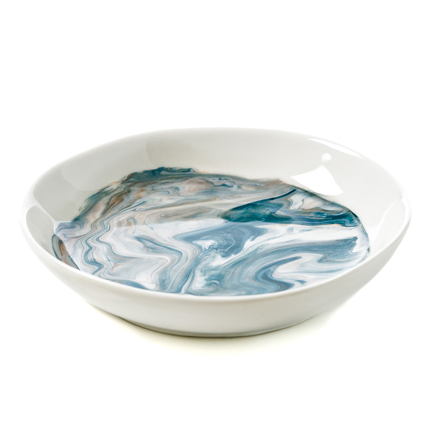 Tidal Servingware Plate Teal Marble | Adairs