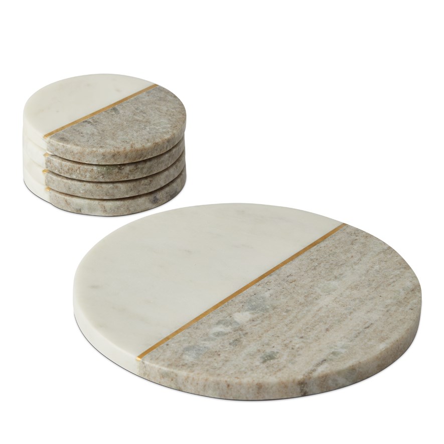 Prato Natural & White Marble Trivet | Adairs