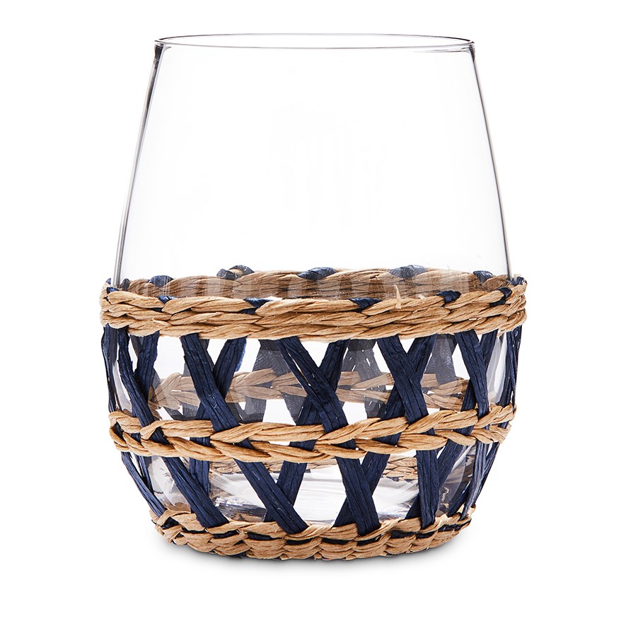 Tuscan Natural & Navy Glass 4 Pack | Adairs