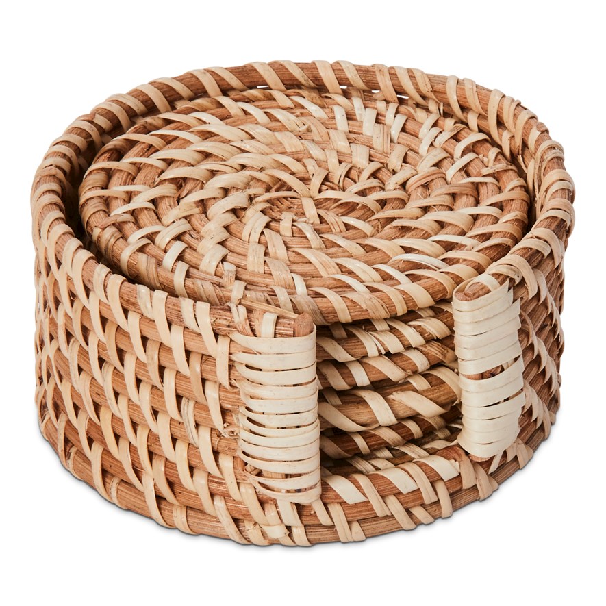 Home Republic - Seville Rattan Natural Coasters Set of 6 | Adairs