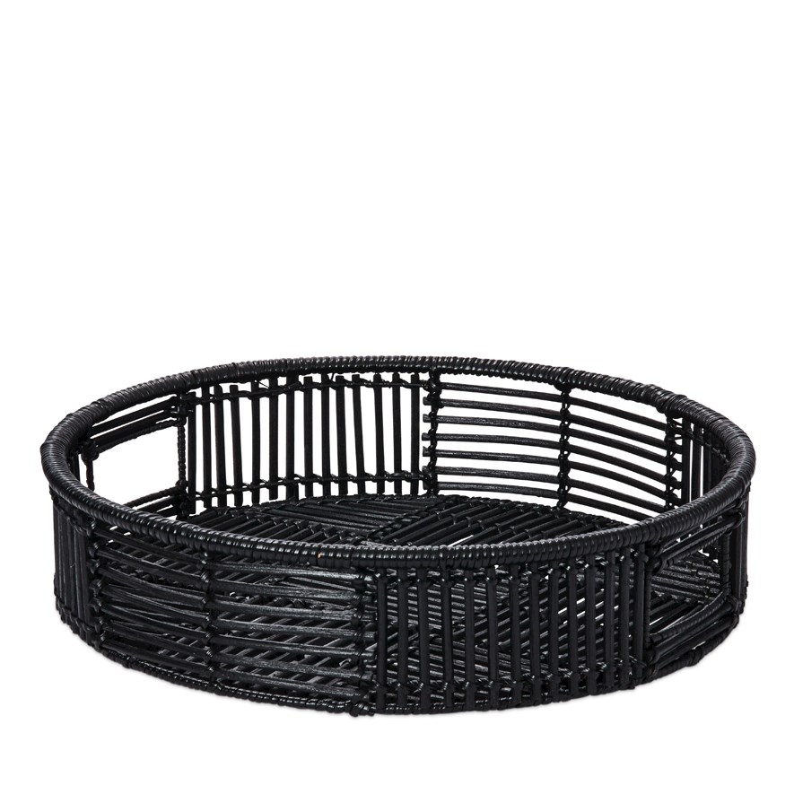 Monaco Black Rattan Tray | Adairs