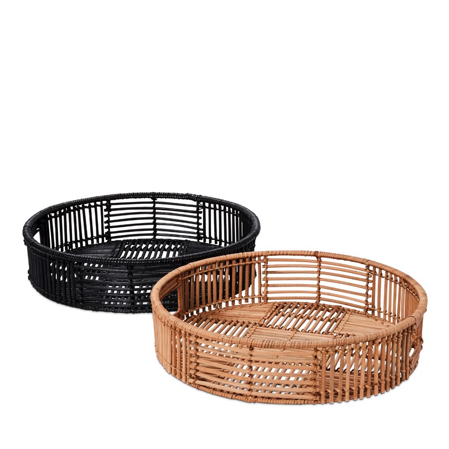 Monaco Black Rattan Tray | Adairs