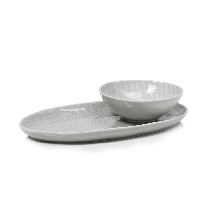 Wendi Collection Bowl Grey Cross | Adairs
