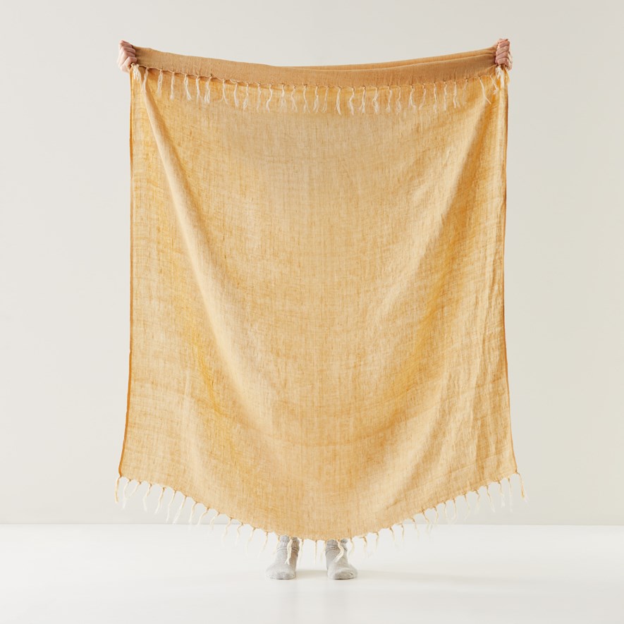 Malmo Curry Linen Throw | Adairs