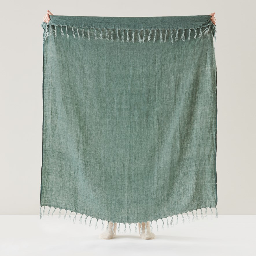 Malmo Soft Pine Linen Throw | Adairs