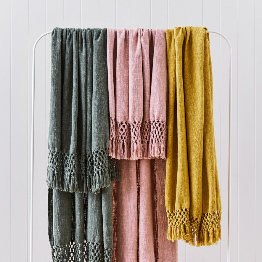 Macrame Dusty Blush Knot Throw | Adairs