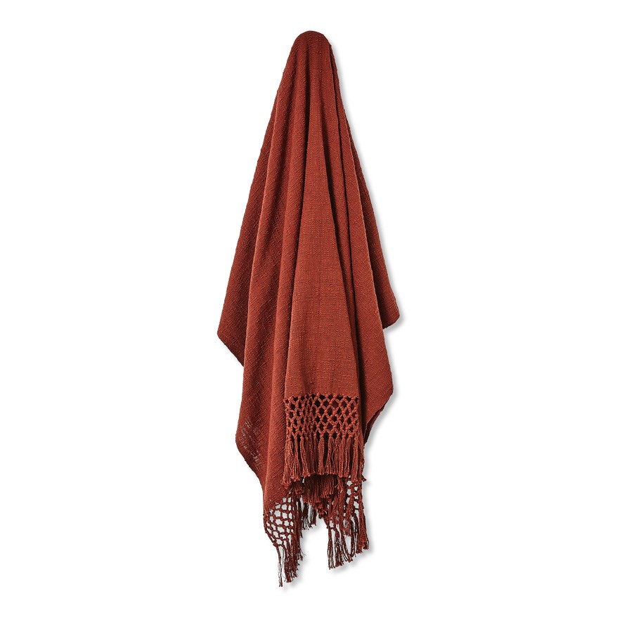 Macrame Deep Rust Knot Throw | Adairs