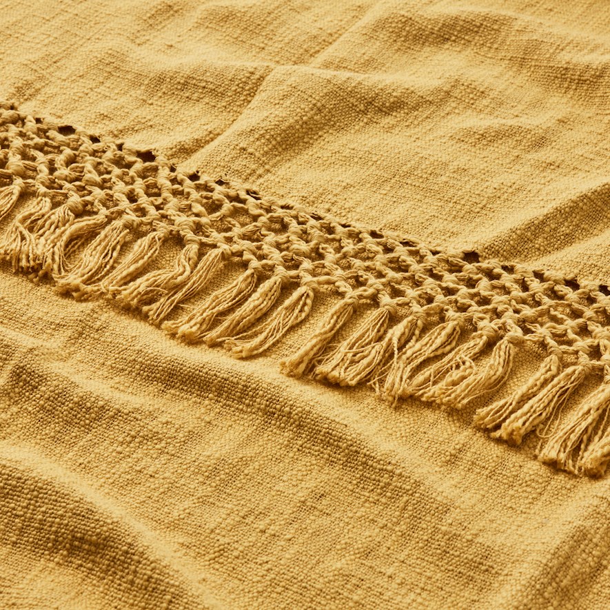 Macrame Mustard Knot Throw | Adairs