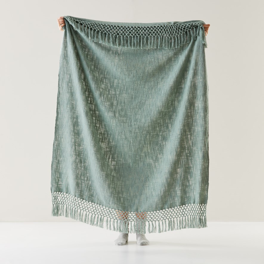 Macrame Soft Green Knot Throw | Adairs