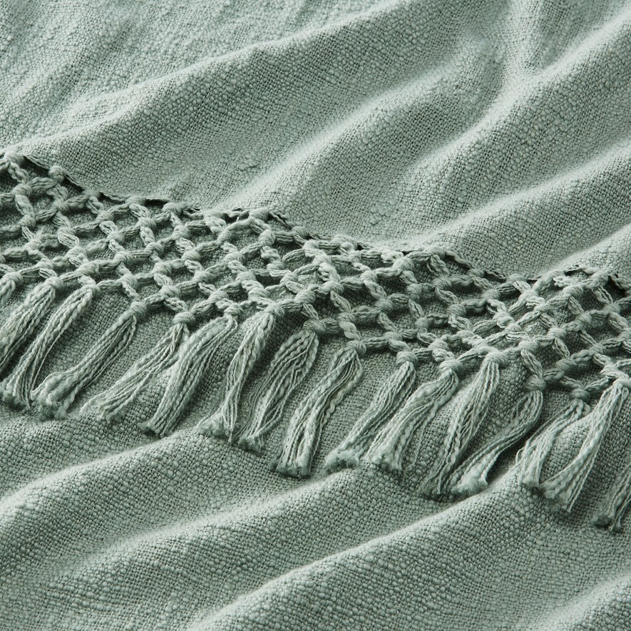 Macrame Soft Green Knot Throw | Adairs