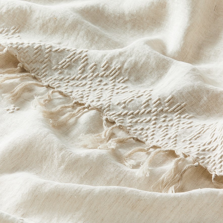 Madaya Natural Linen Throw | Adairs