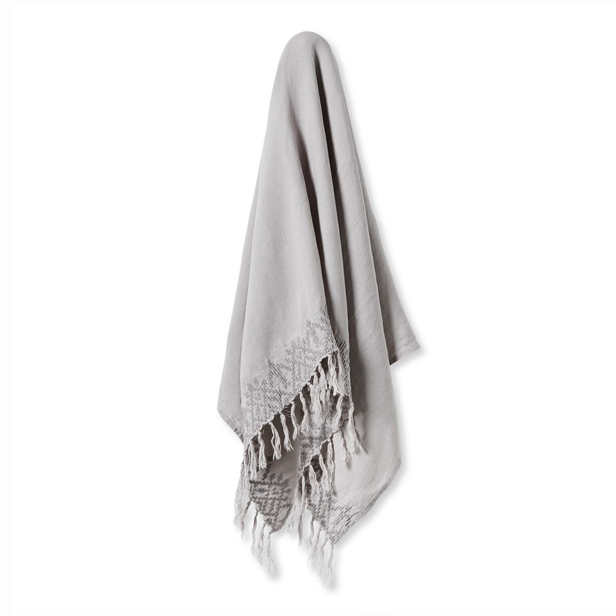 Madaya Silver Linen Throw | Adairs
