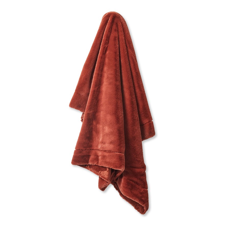 Astoria Rust Fur Throw | Adairs