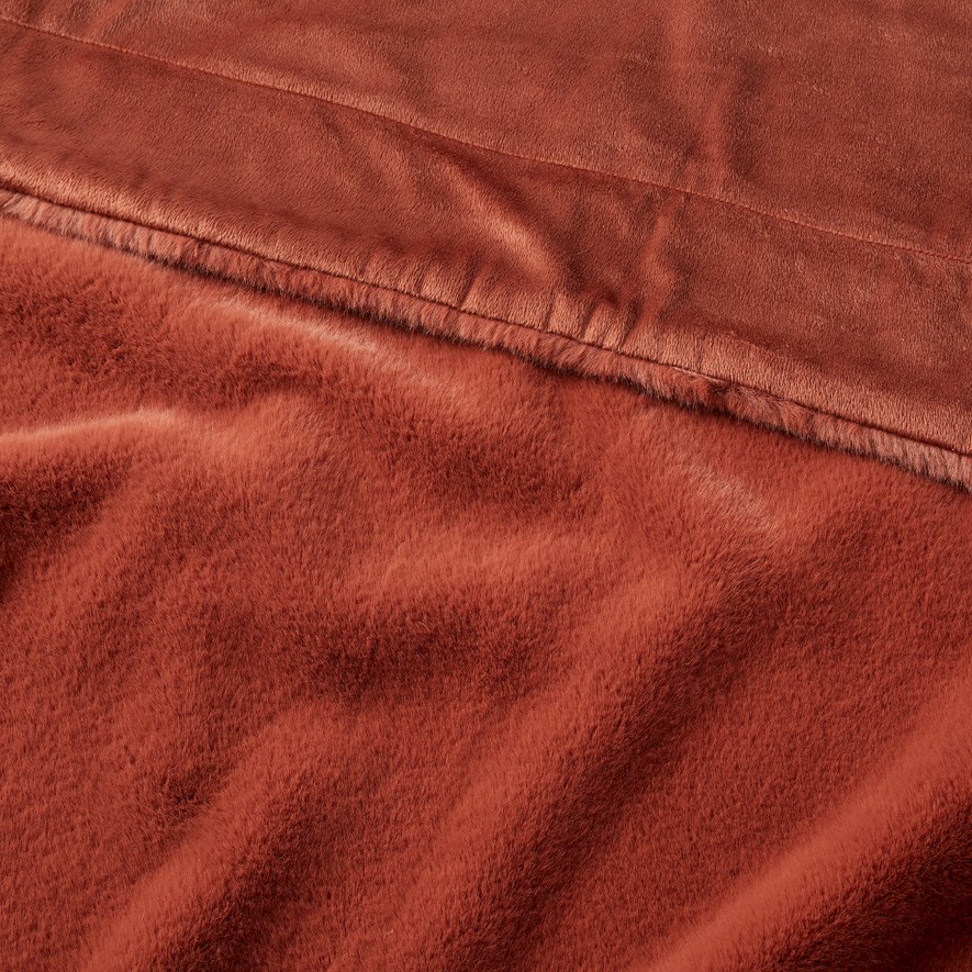 Astoria Rust Fur Throw | Adairs
