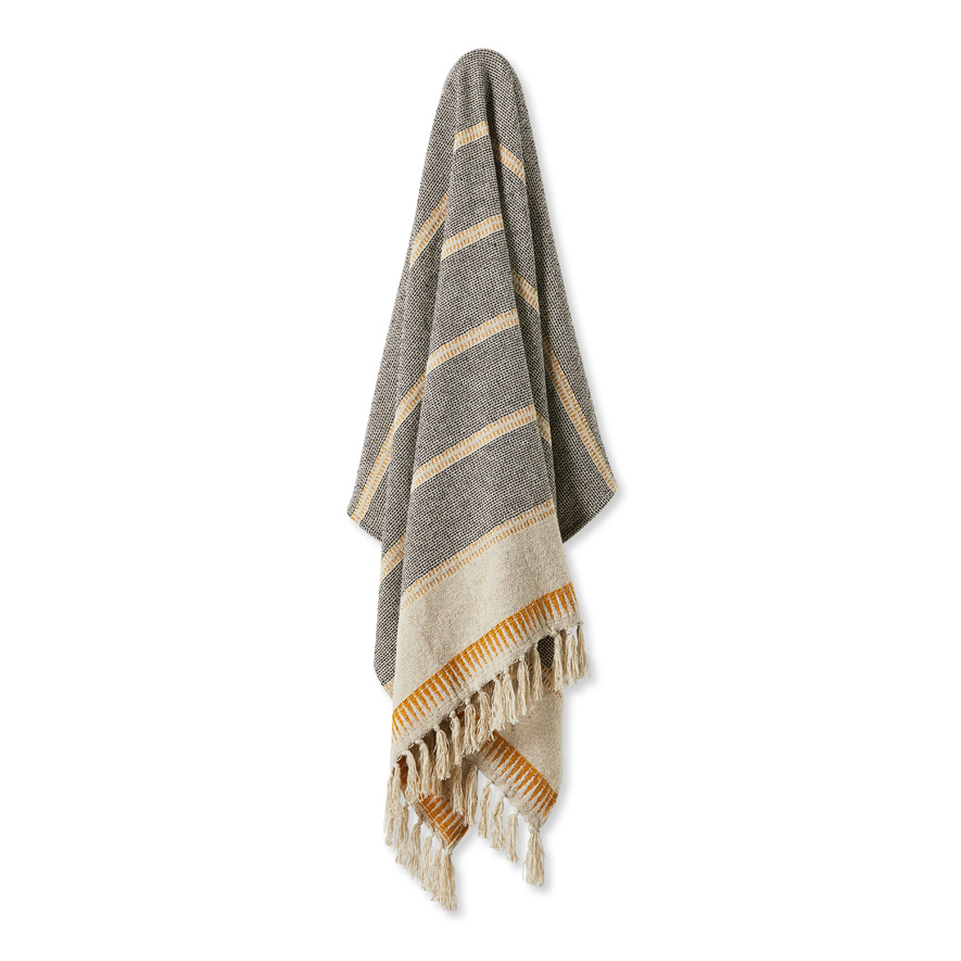 Halcyon Charcoal & Mustard Throw | Adairs