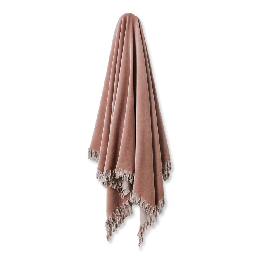 Elwood Blush Velvet Throw | Adairs