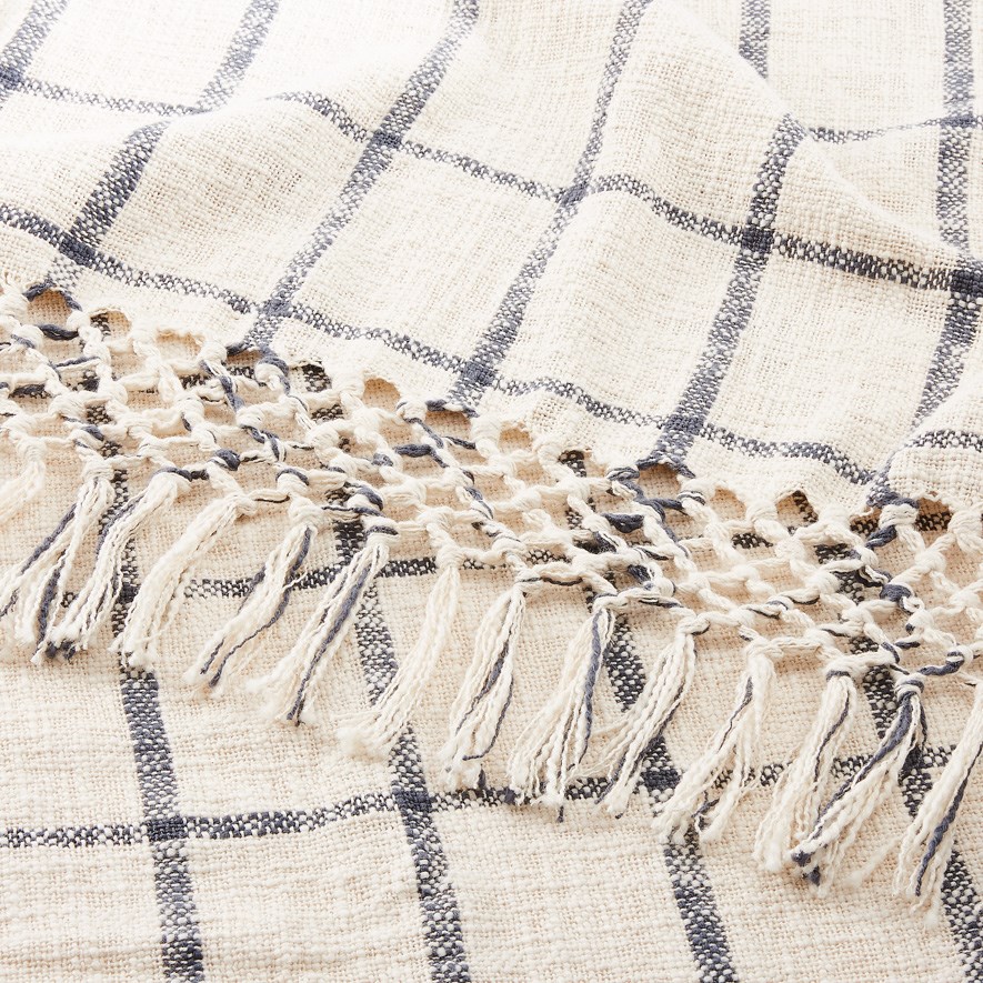 Macrame Natural Check Knot Throw | Adairs
