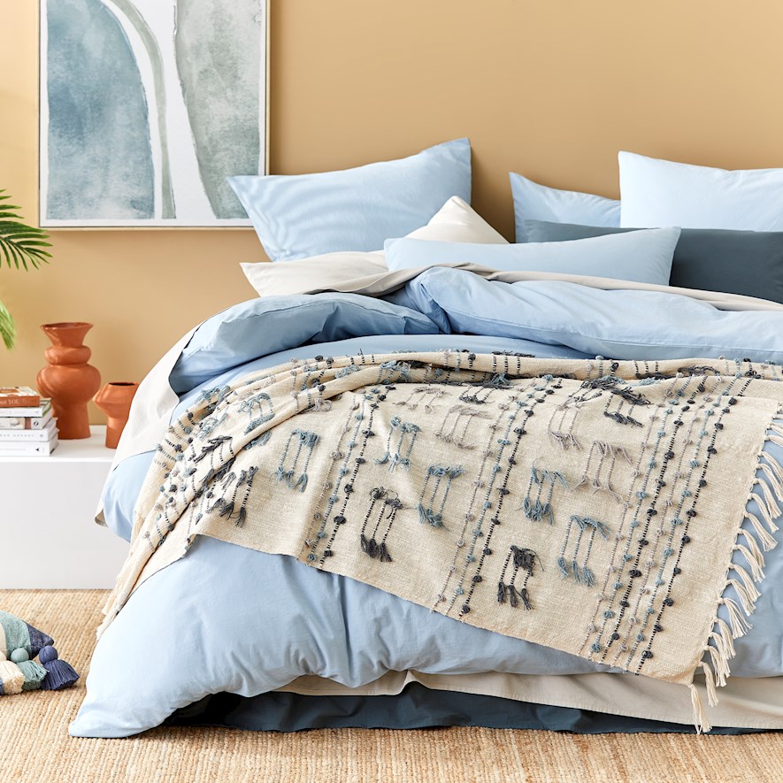 Winslow Blue & Grey Throw | Adairs