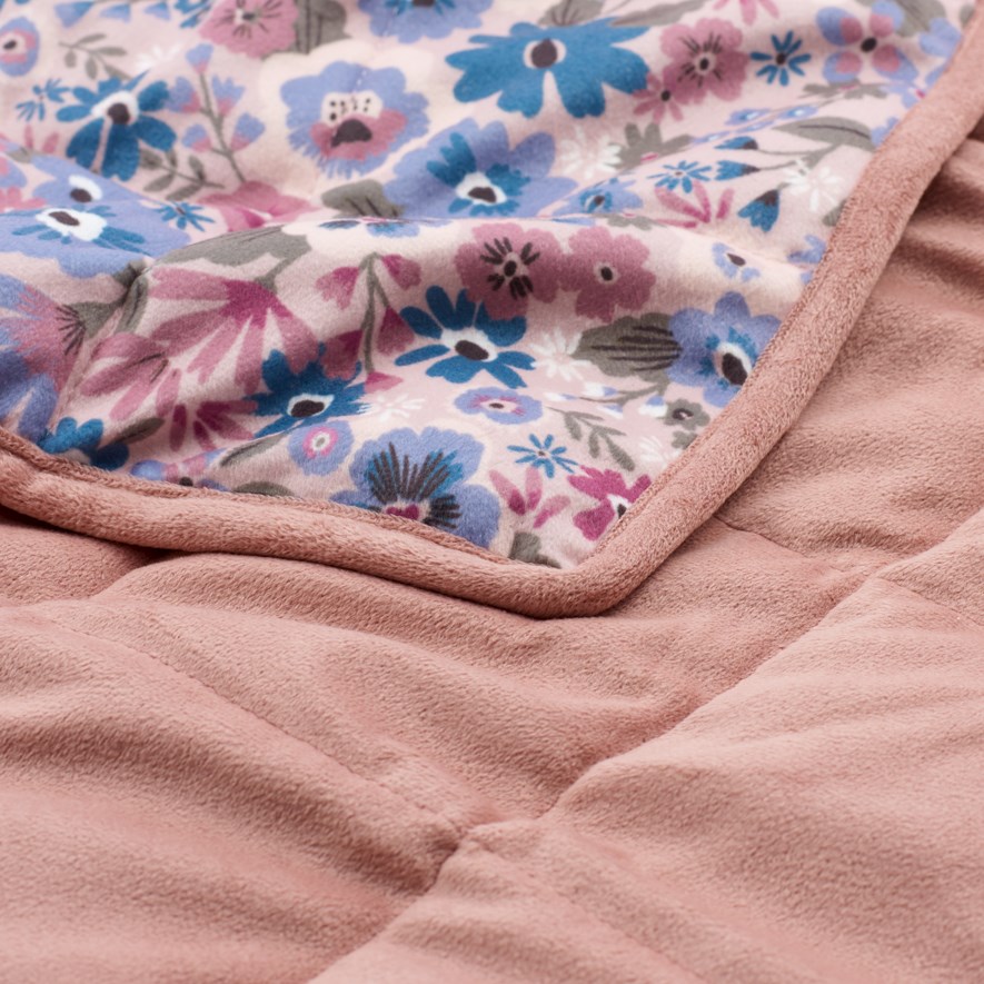 Weighted Dusty Pink & Floral Lap Throw - 2kg | Adairs