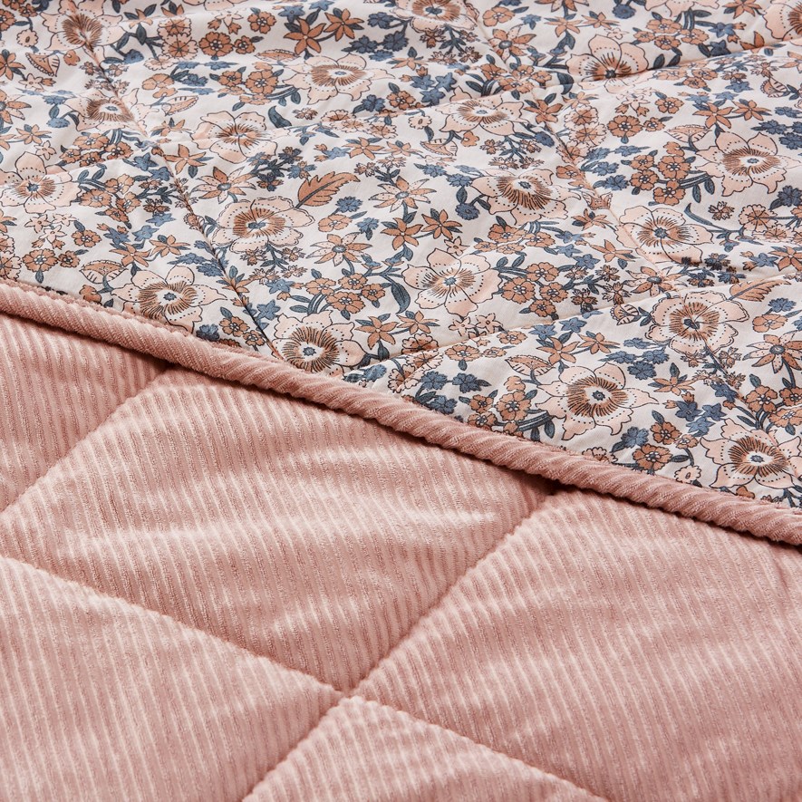 Asha Misty Pink Corduroy Blanket | Adairs