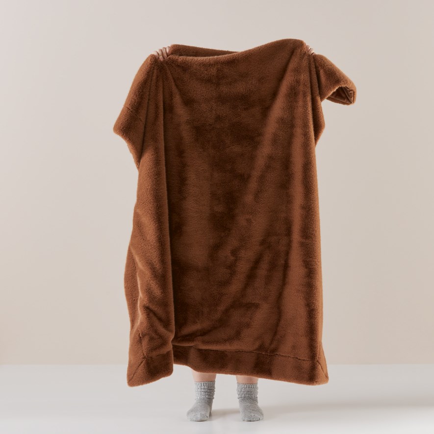 Astoria Caramel Fur Throw | Adairs