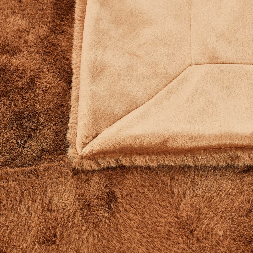 Astoria Caramel Fur Throw | Adairs