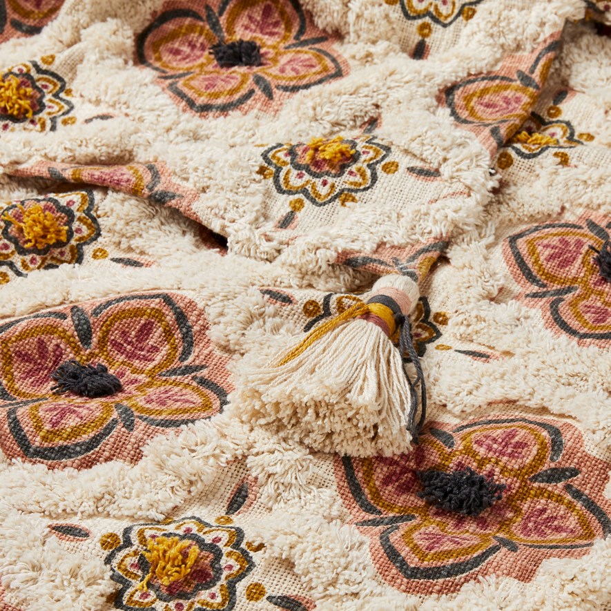 Leighton Natural & Pink Throw | Adairs