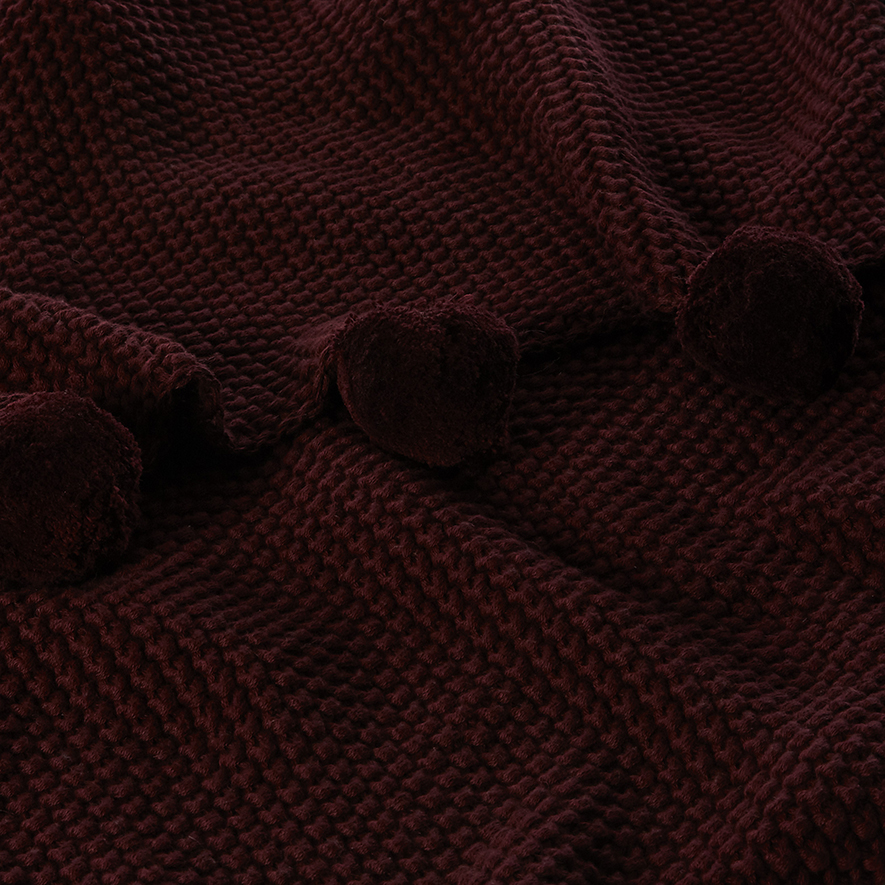 Home Republic - Pom Pom Burgundy Throw | Adairs