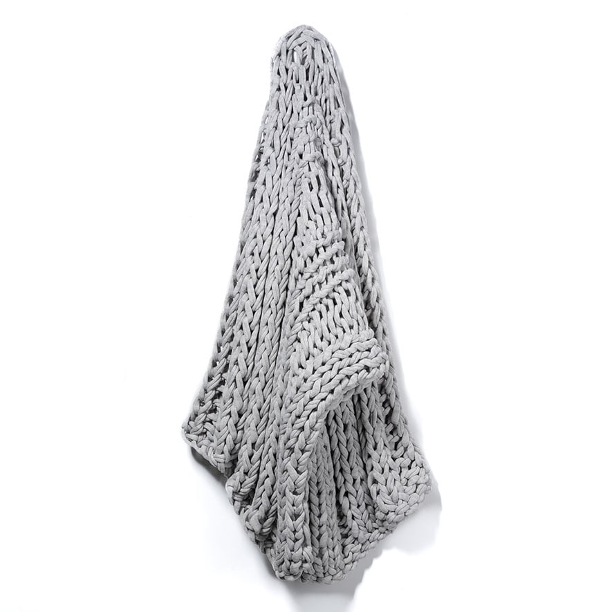 Home Republic - Chunky Knit Grey Marle Rib Throw | Adairs
