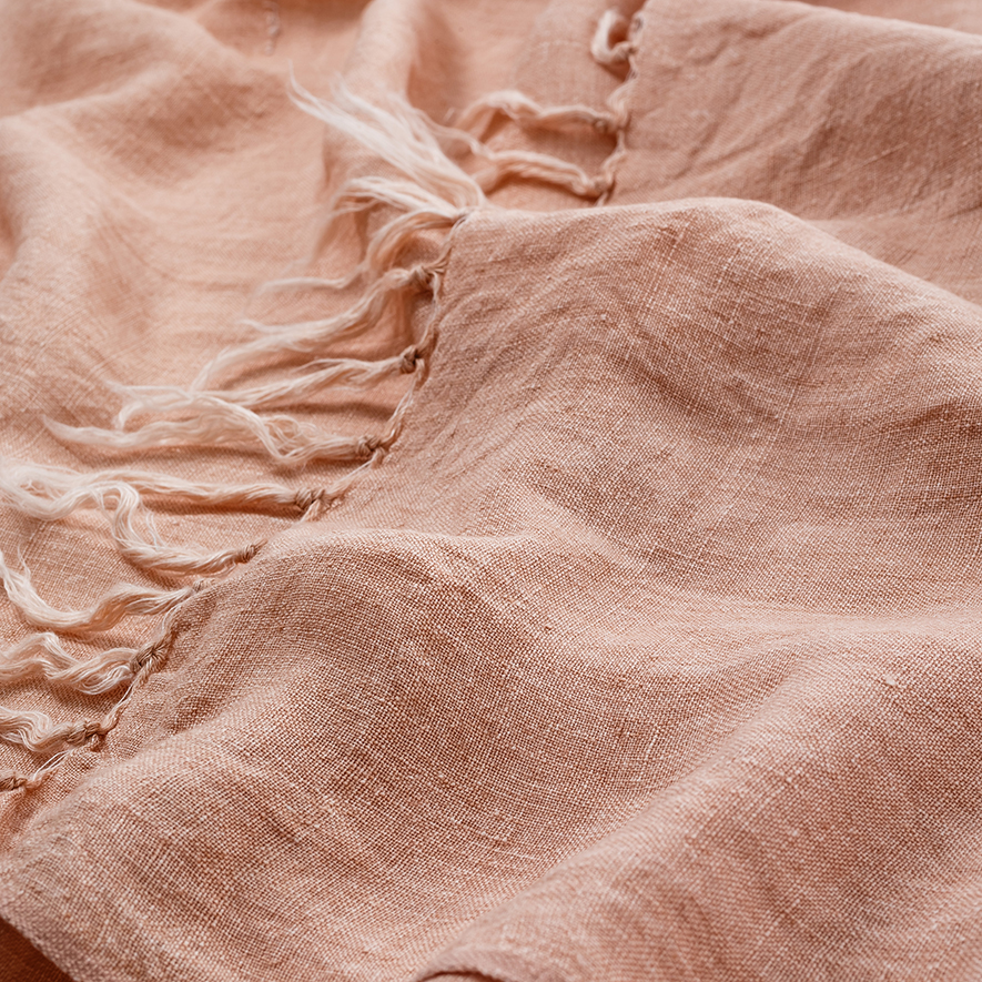 Malmo Blush Linen Throw | Adairs