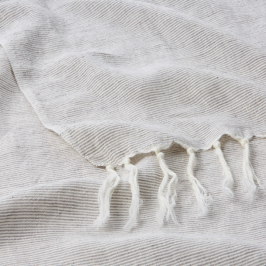 Home Republic - Malmo Grey Stripe Linen Throw | Adairs