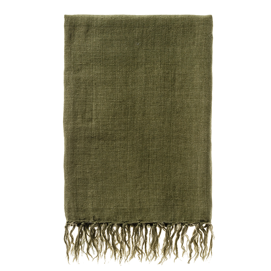 Malmo Olive Linen Throw | Adairs