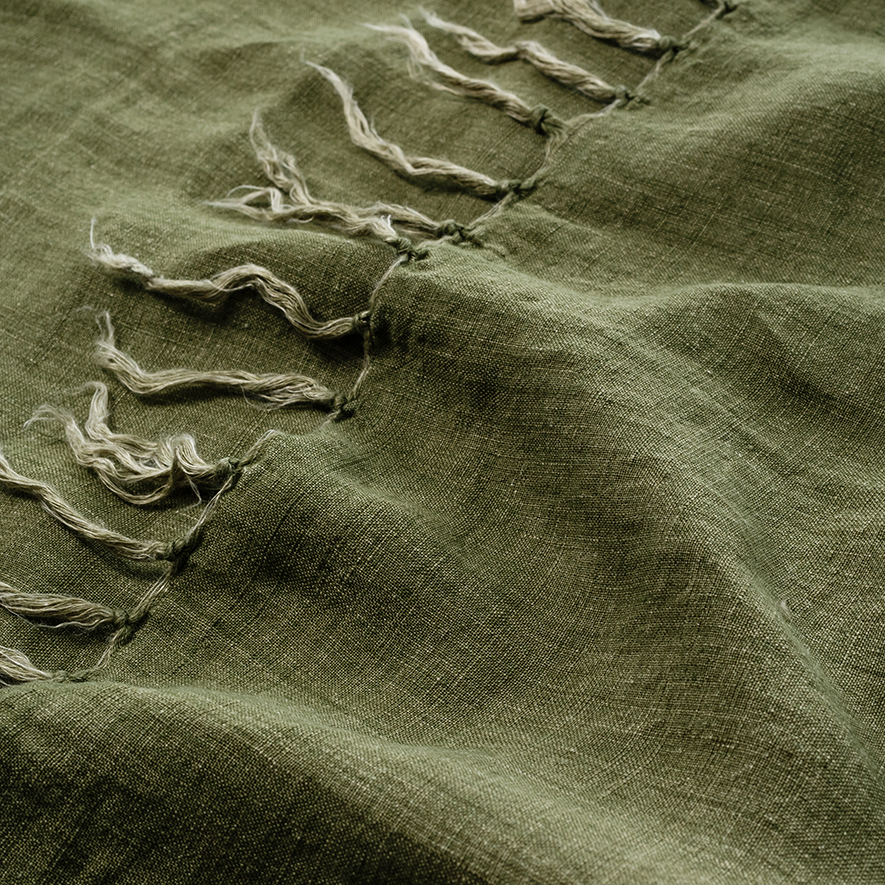 Malmo Olive Linen Throw | Adairs