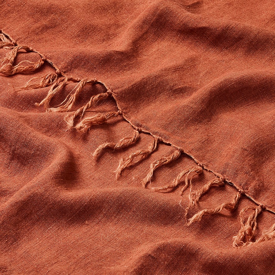 Malmo Rust Linen Throw | Adairs