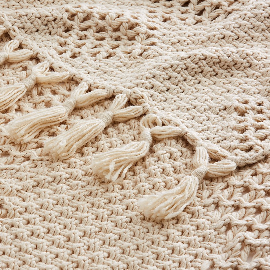 Home Republic - Sinclair Natural Knit Throw | Adairs