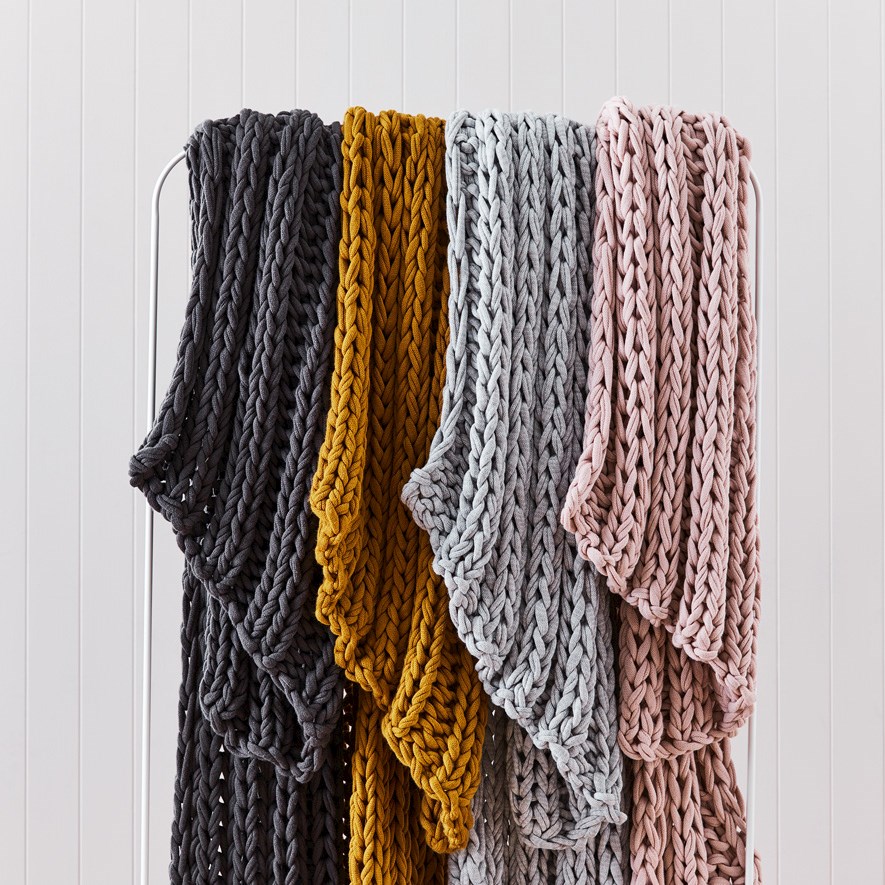 Newport Dusty Pink Chunky Knit Throw | Adairs