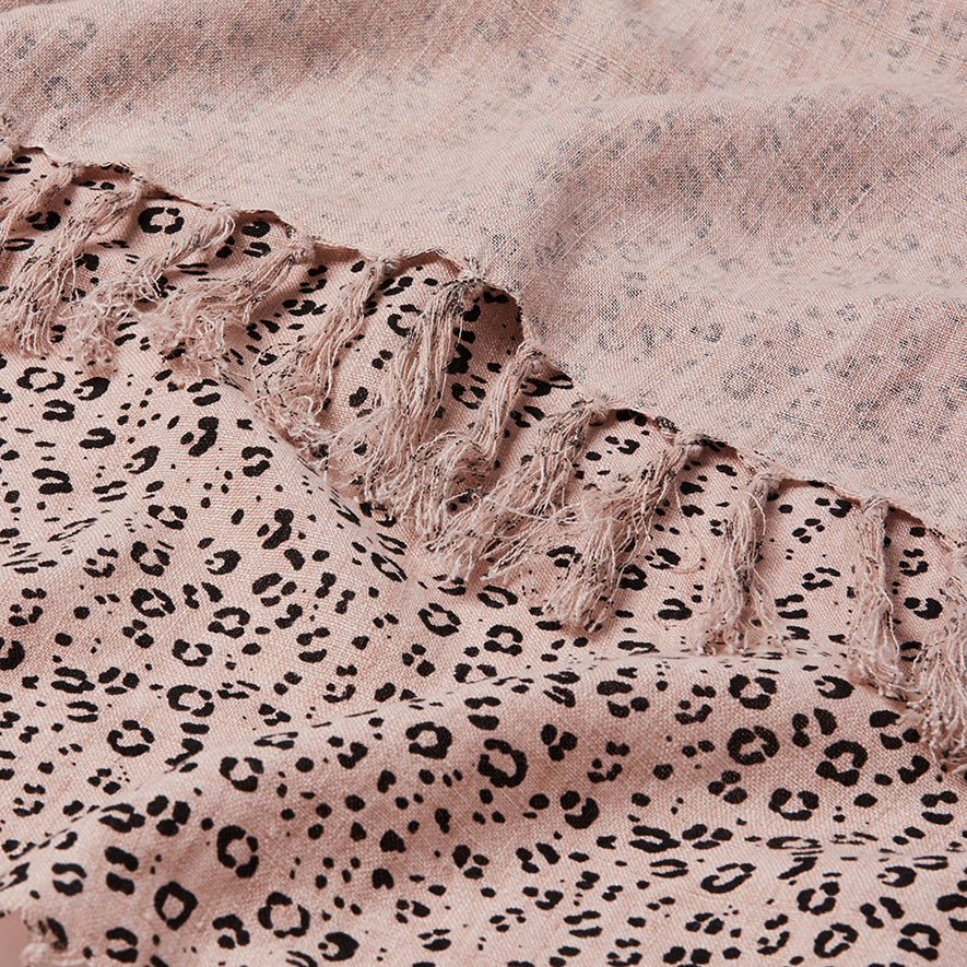 Home Republic - Malmo Blush Small Leopard Print Linen Throw | Adairs