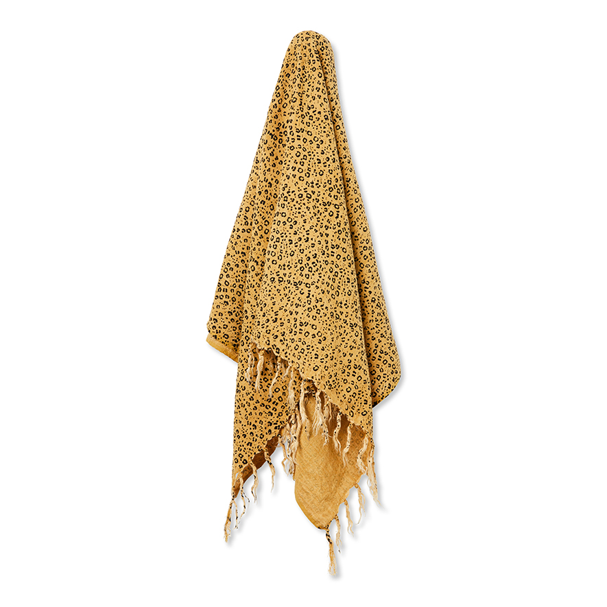 Malmo Honey Small Leopard Print Linen Throw | Adairs